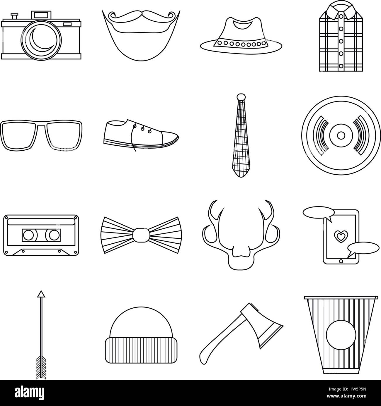 Hipster items icons set, outline style Stock Vector Image & Art - Alamy