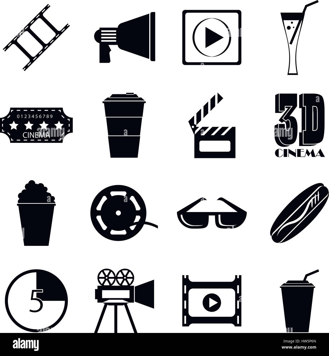 Movie items icons set, simple style Stock Vector Image & Art - Alamy