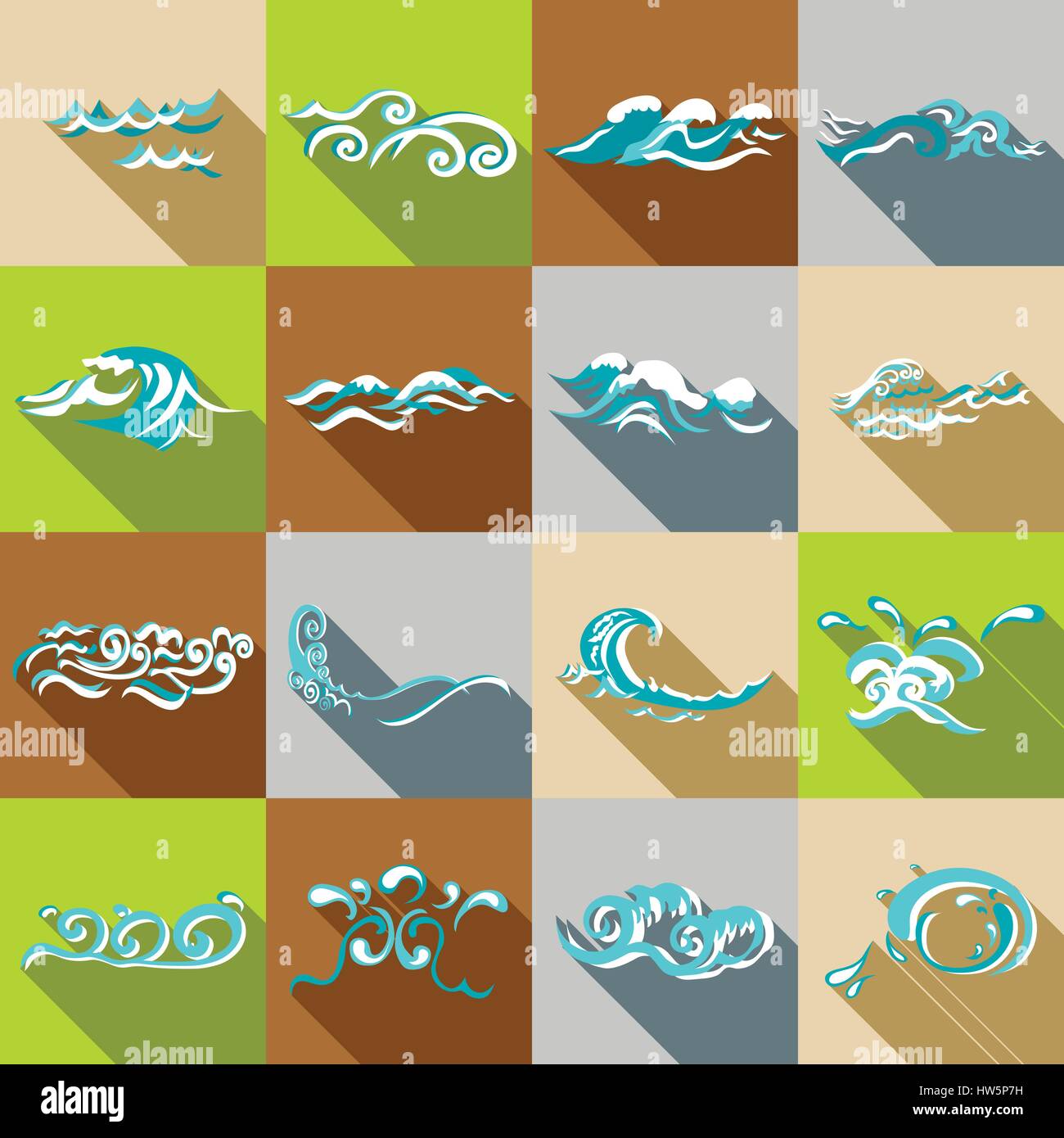 Sea waves icons set, flat style Stock Vector Image & Art - Alamy