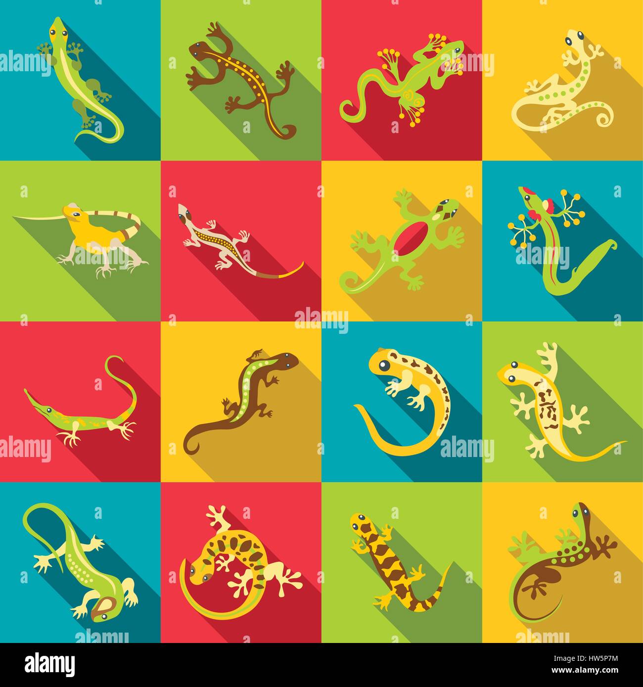 Different lizard icons set, flat style Stock Vector Image & Art - Alamy