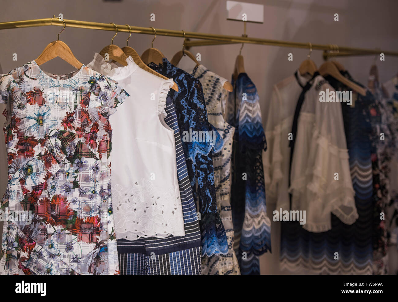Women clothing in a fashion boutique Stock Photo - Alamy