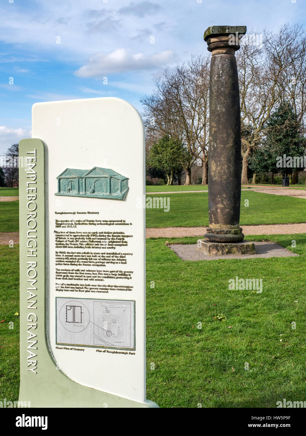 Remains of the Templeborough Roman Granay in Clifton Park at Rotherham ...