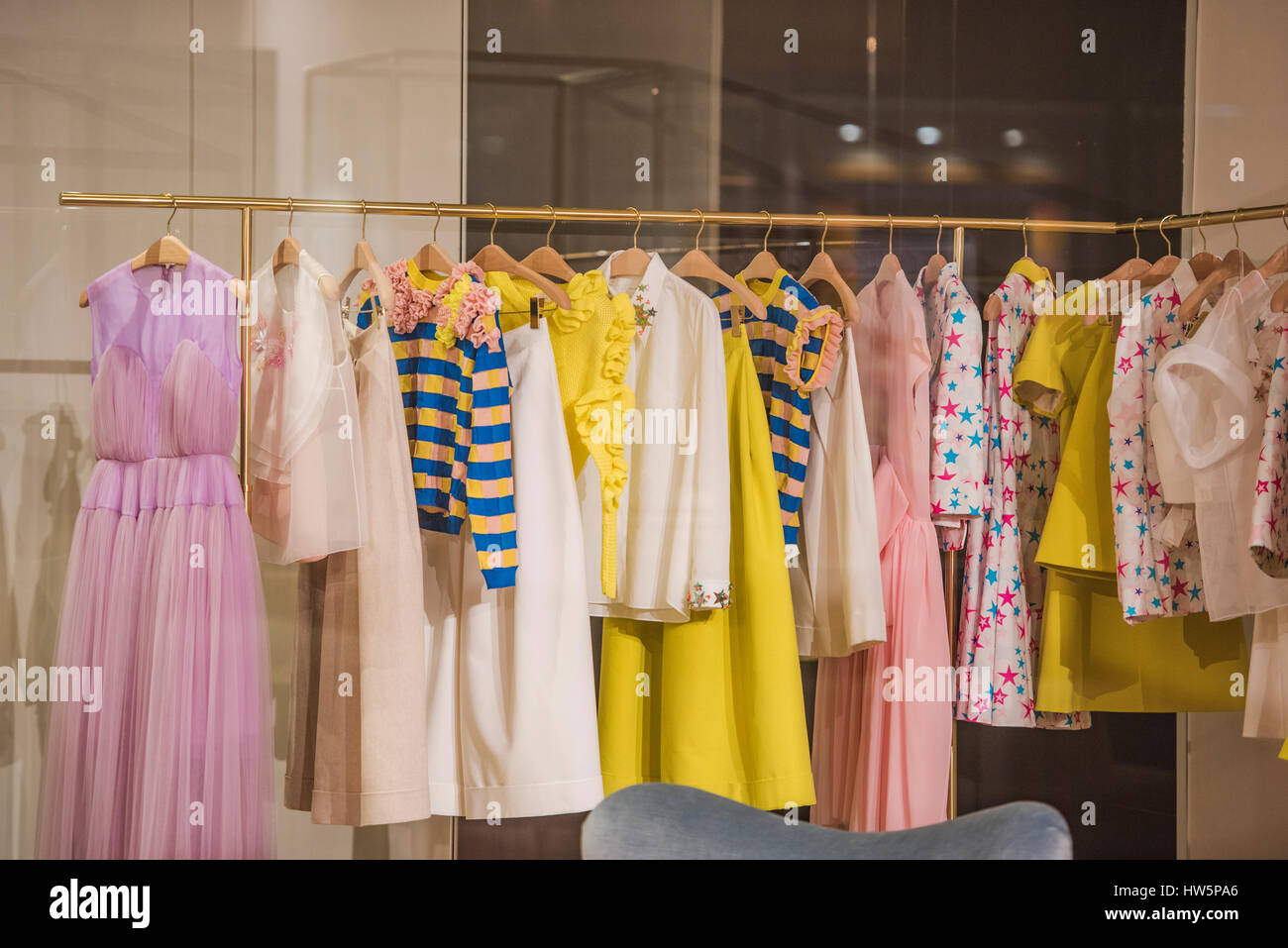 Women clothing in a fashion boutique Stock Photo - Alamy