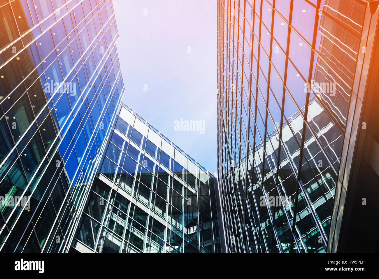 Modern glass buildings in a business area Stock Photo - Alamy
