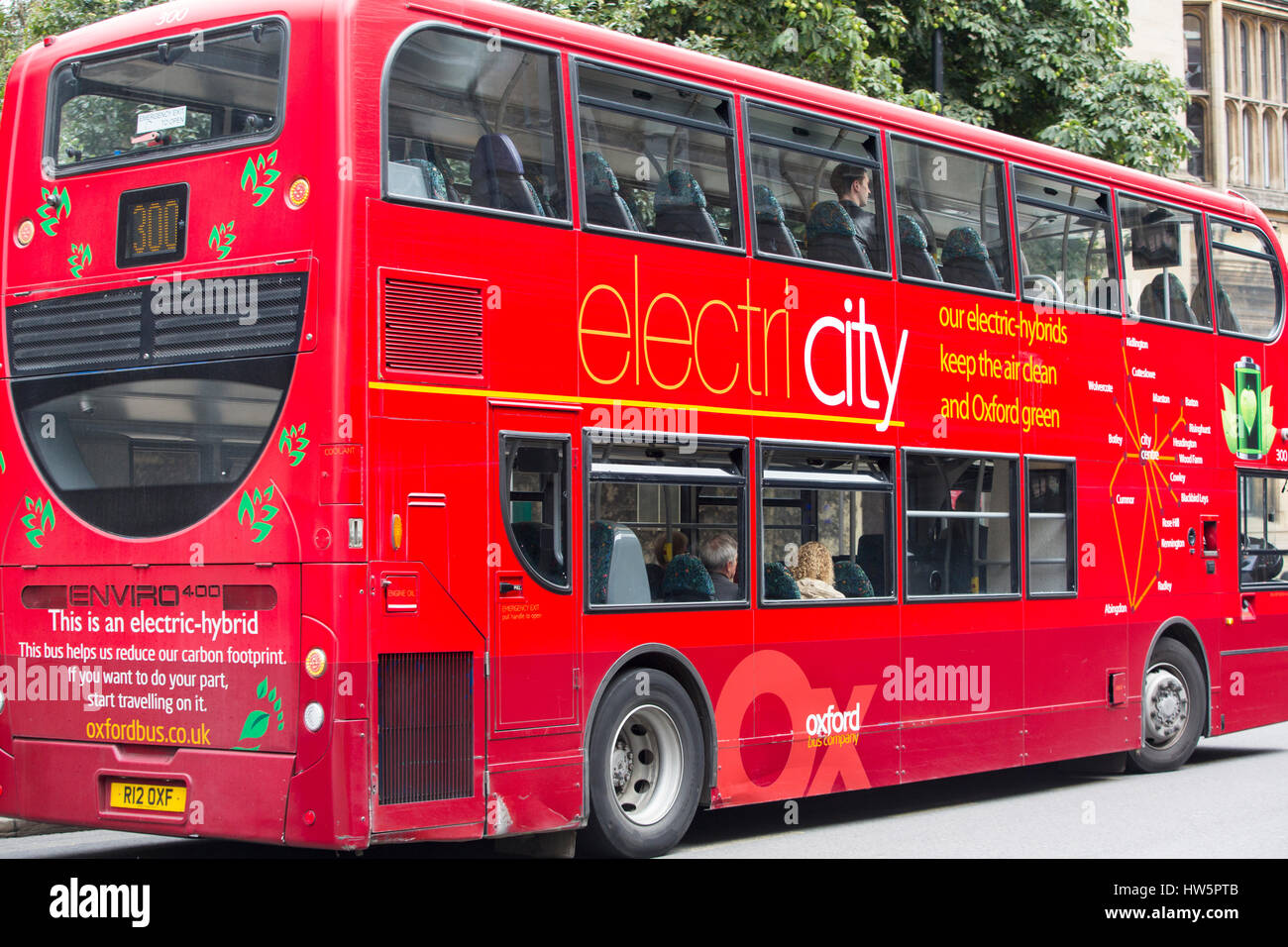 An electric hybrid bus in Oxford, UK Stock Photo - Alamy