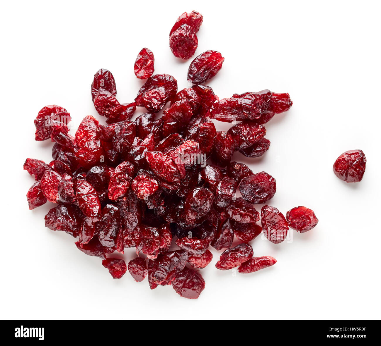 Heap of dried cranberries isolated on white background, top view Stock ...