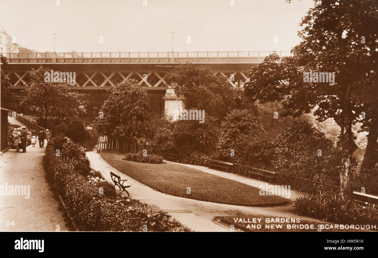Valley Gardens in New bridge, Scarborough. Vintage postcard view Stock ...