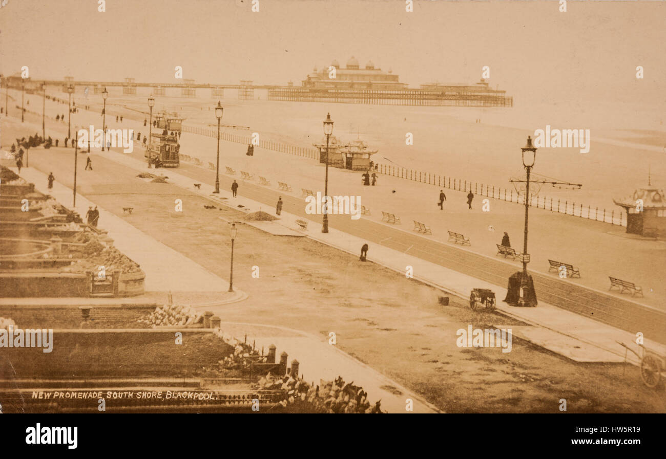 New Promenade, South Shore, Blackpool. vintage postcard view Stock ...