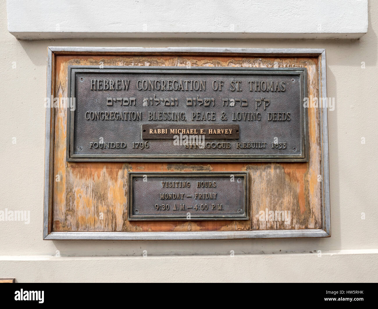 Historic Plaques Outside The St Thomas Synagogue In Charlotte Amalie ...