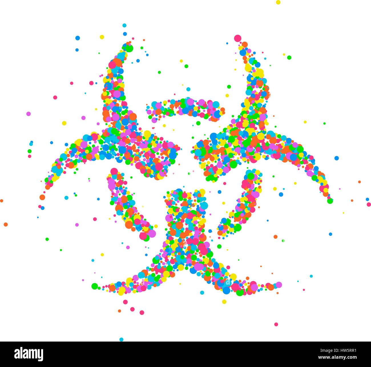 Abstract nuclear radiation sign splash multicolored circles. Vector ...