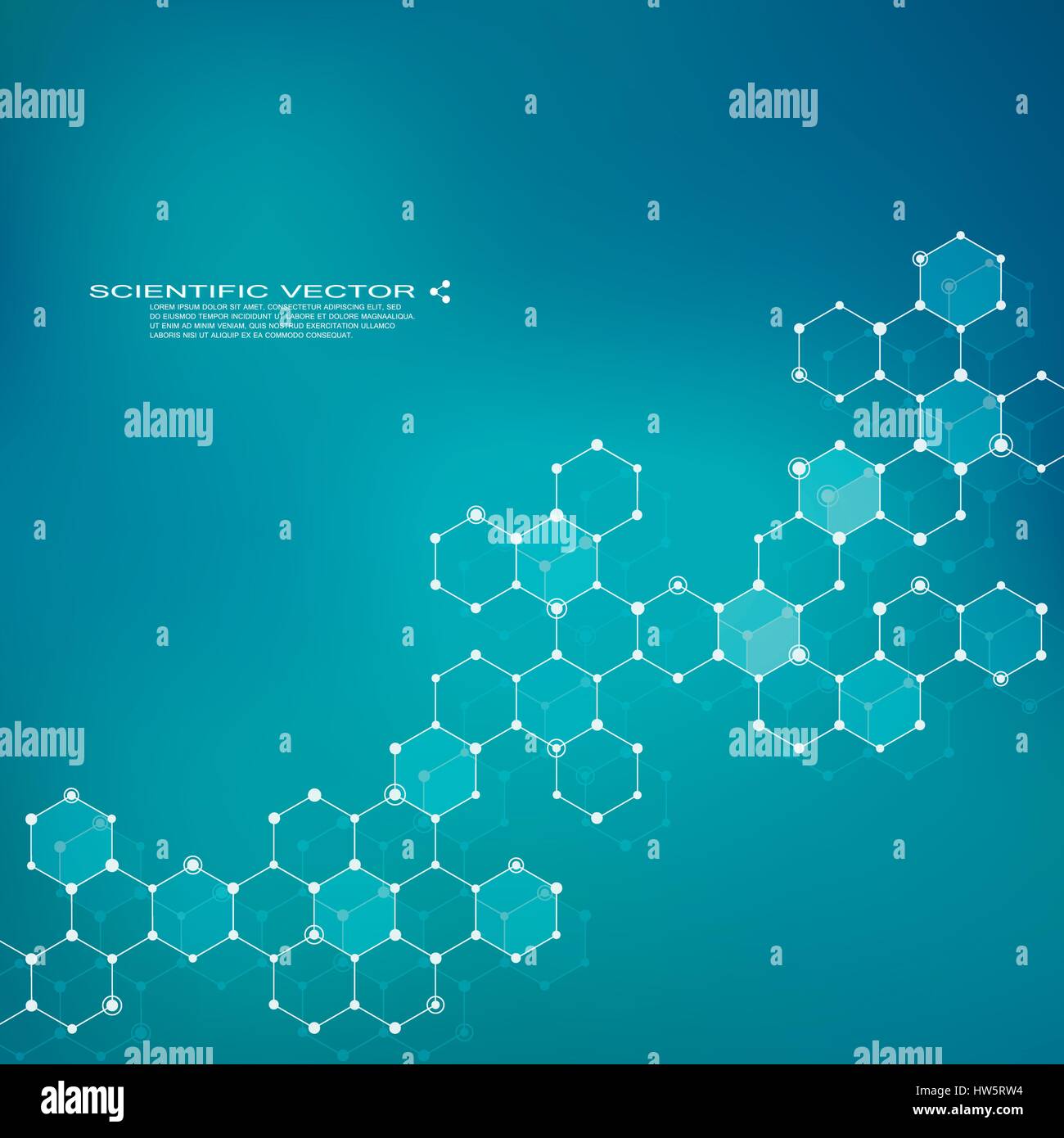 Hexagonal molecule. Molecular structure. Genetic and chemical compounds ...