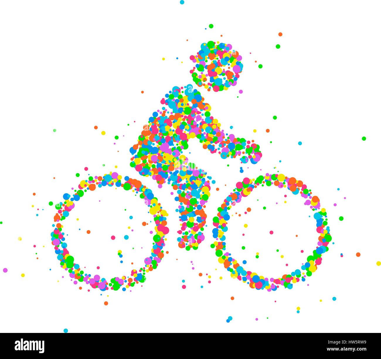 Abstract biker splash multicolored circles cyclist. Vector illustration ...