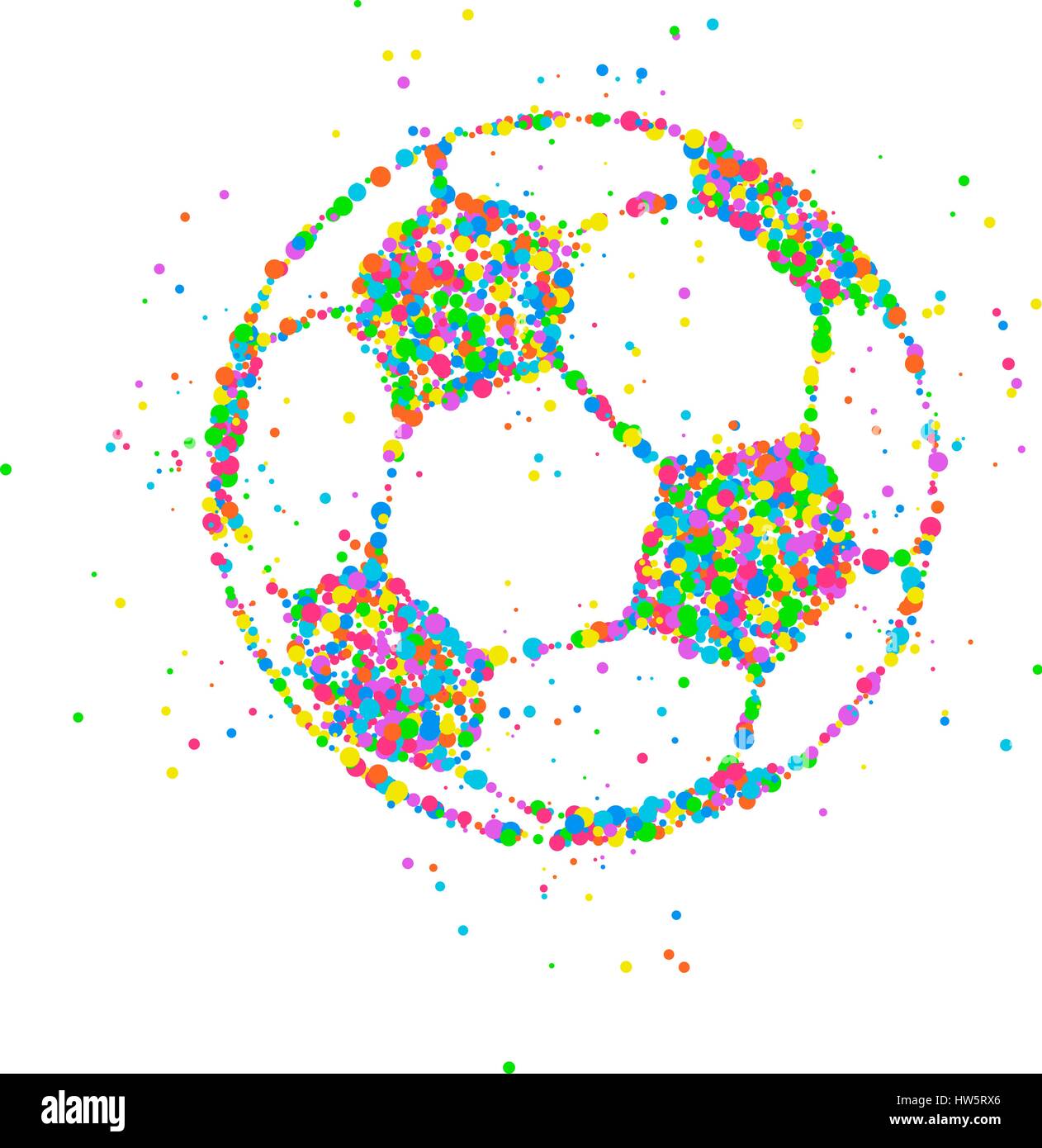Abstract drawing of a soccer ball made from colorful circles. Vector ...