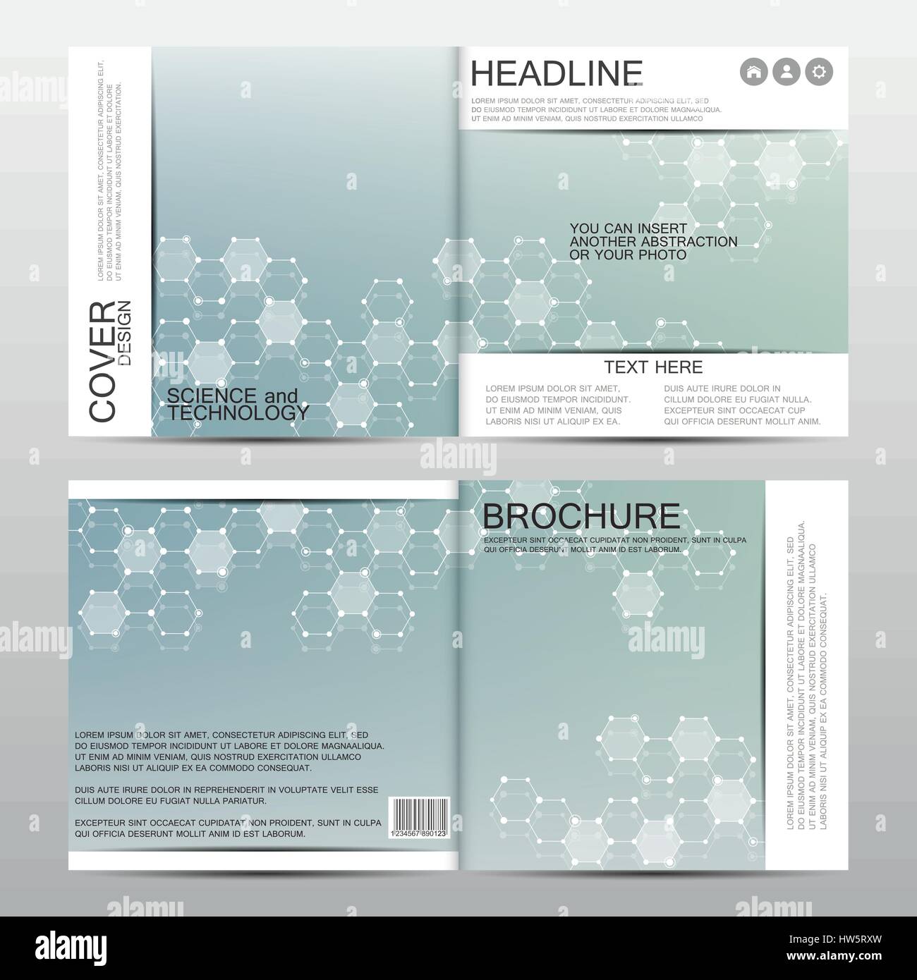 Square brochure template with molecular structure. Geometric abstract ...