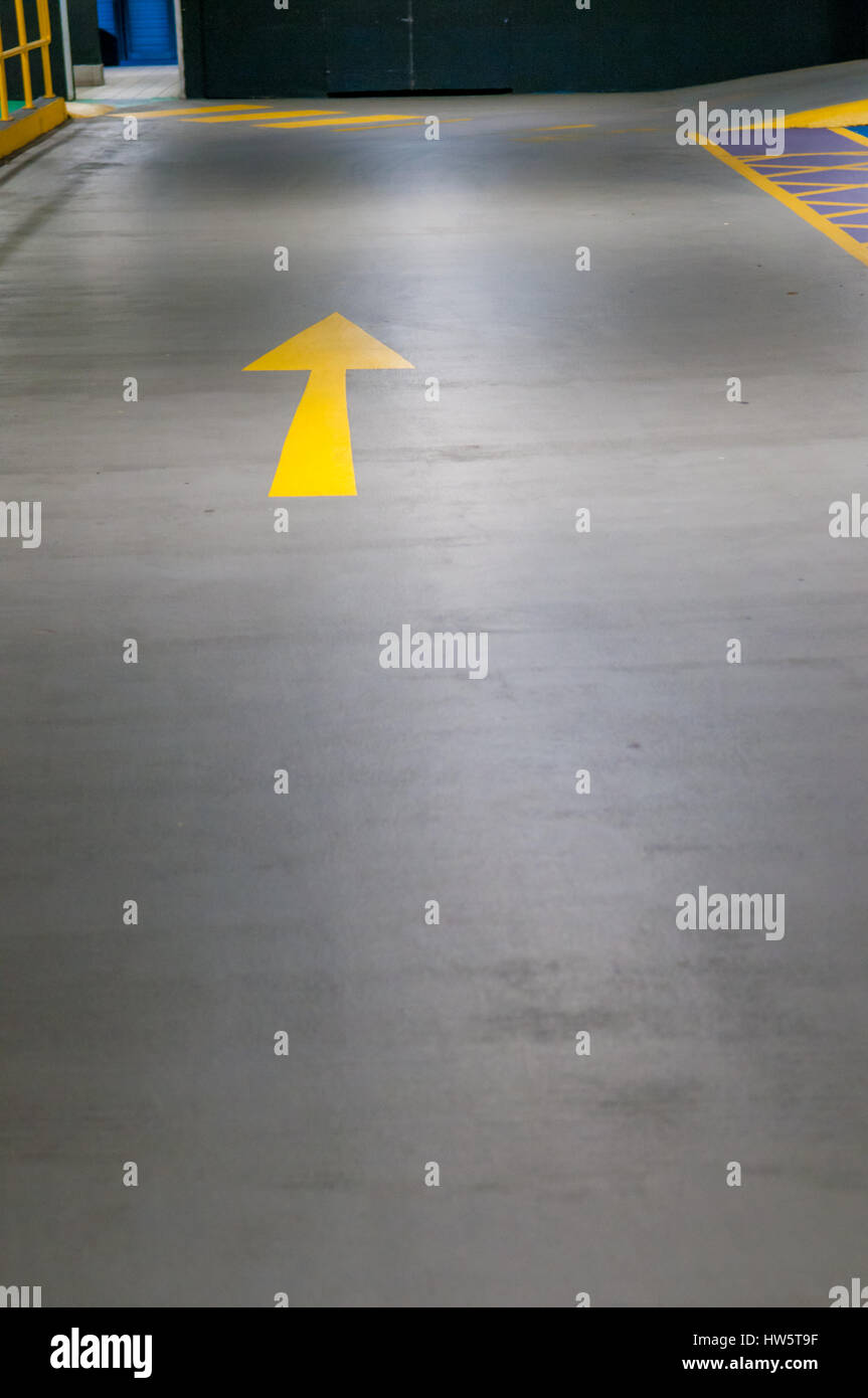 Yellow road traffic marking on the street Stock Photo - Alamy