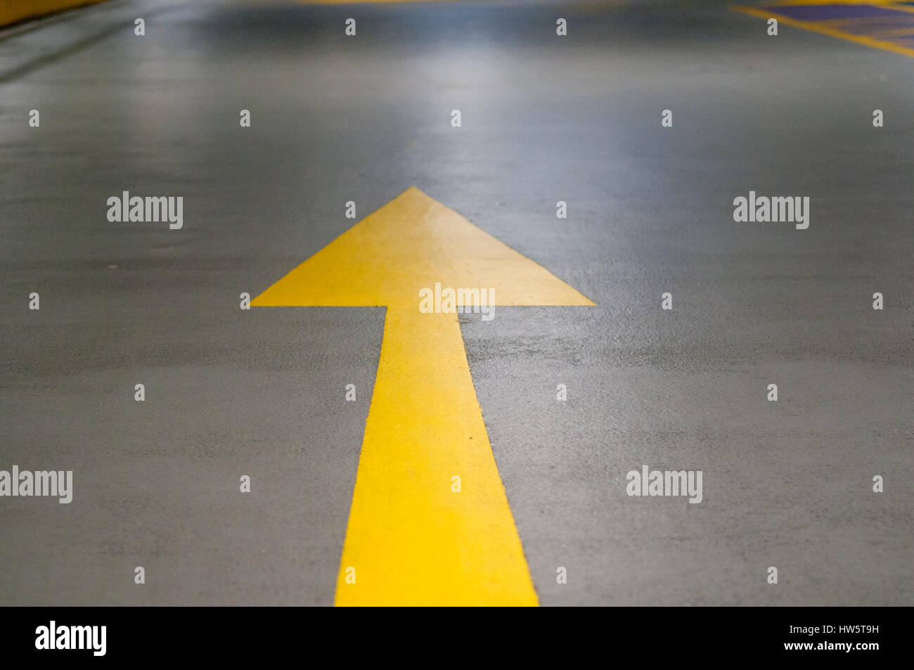 Yellow road traffic marking on the street Stock Photo - Alamy