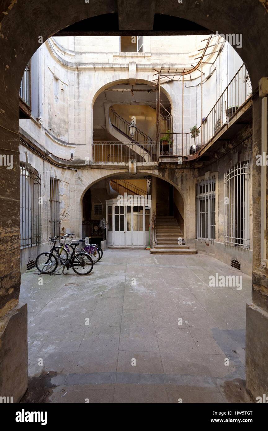 France, Herault, Montpellier, historical center, the Ecusson, De ...