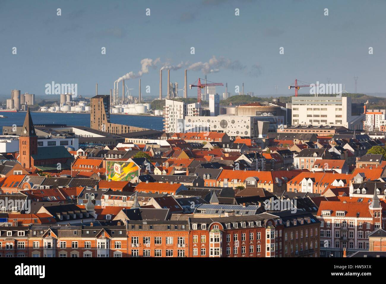 Denmark, Jutland, Aalborg, elevated city view from the south Stock ...