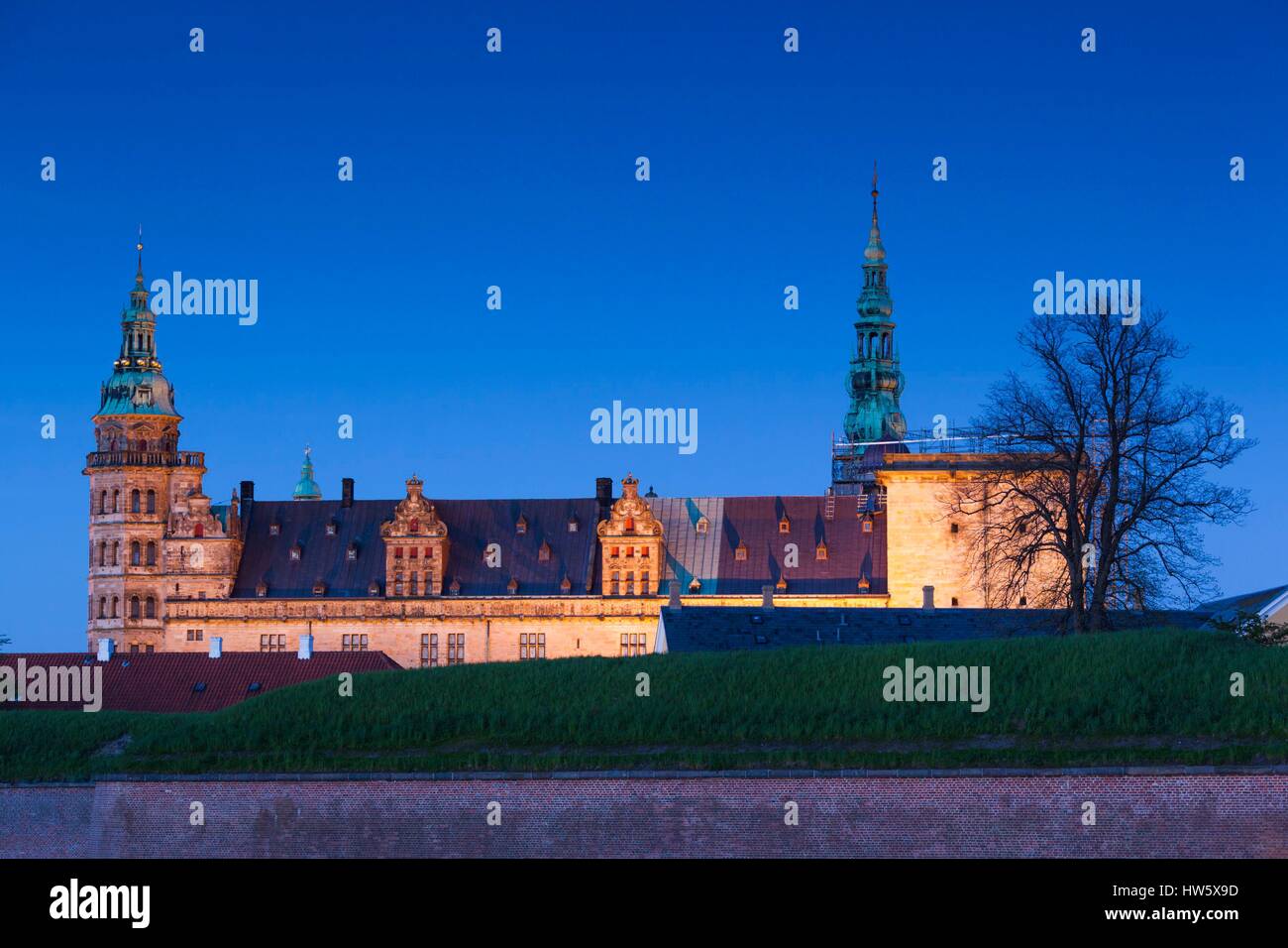 Denmark, Zealand, Helsingor, Kronborg Castle, also known as Elsinore ...