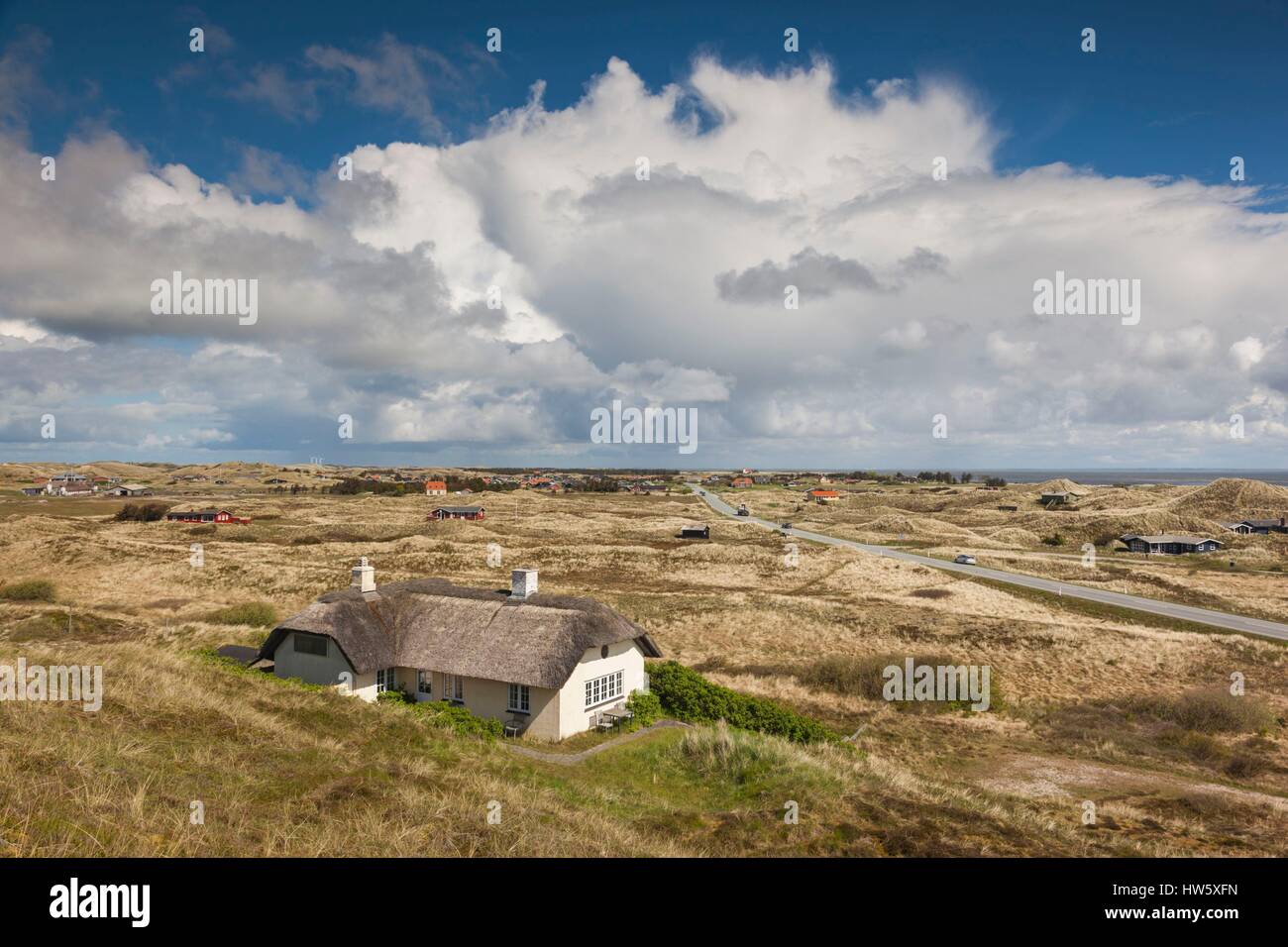 Denmark, Jutland, Danish Riviera, Hvide Sande, houses in the dunes ...