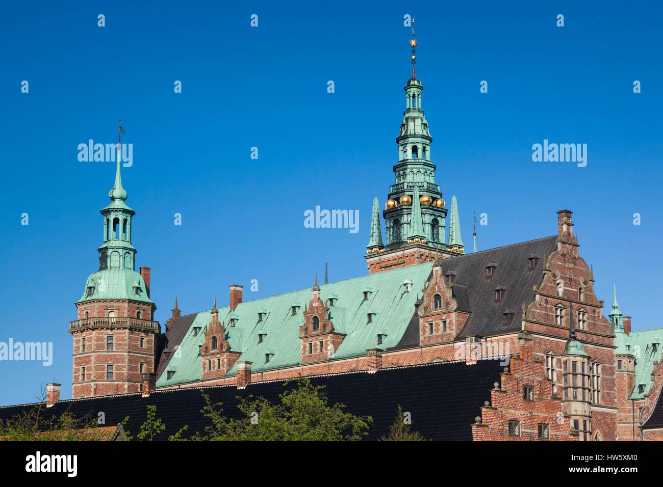 Denmark, Zealand, Hillerod, Frederiksborg Castle, exterior Stock Photo ...