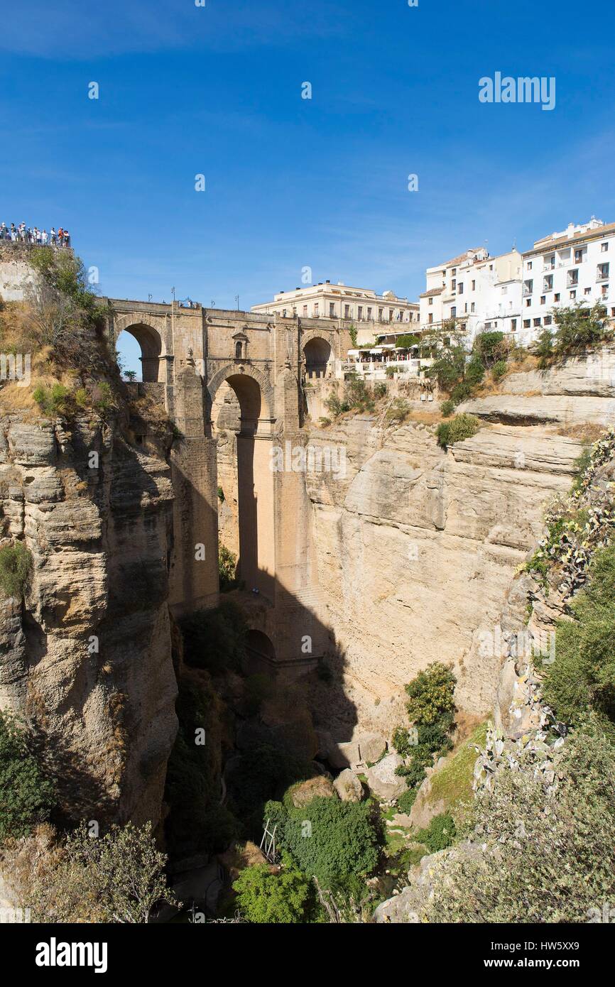 Spain, Andalucia, Malaga Province, Ronda, the Puente Nuevo (New Bridge ...