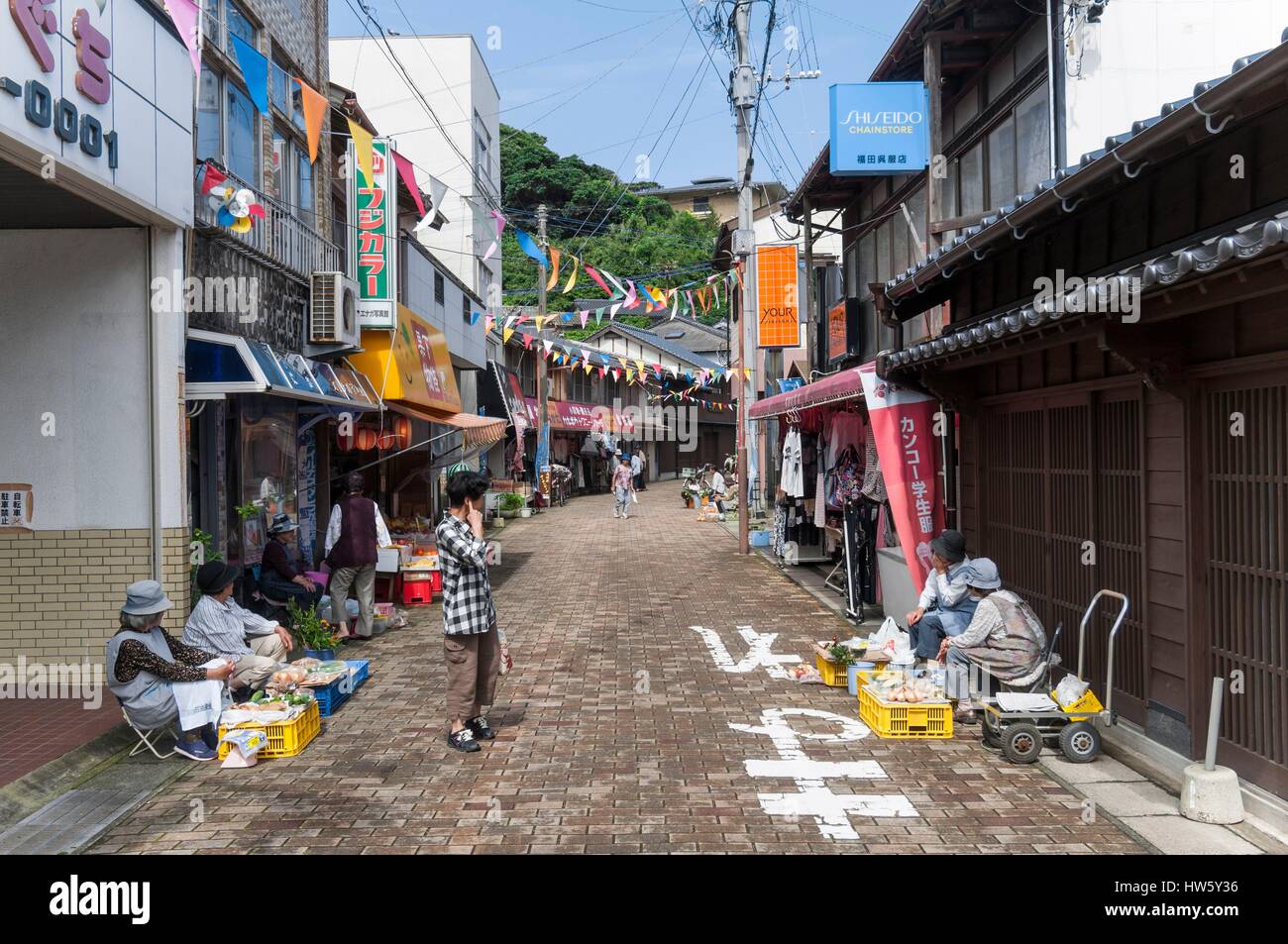 Japan, Nagasaki Prefecture, Iki Island, farmer's market on the small ...
