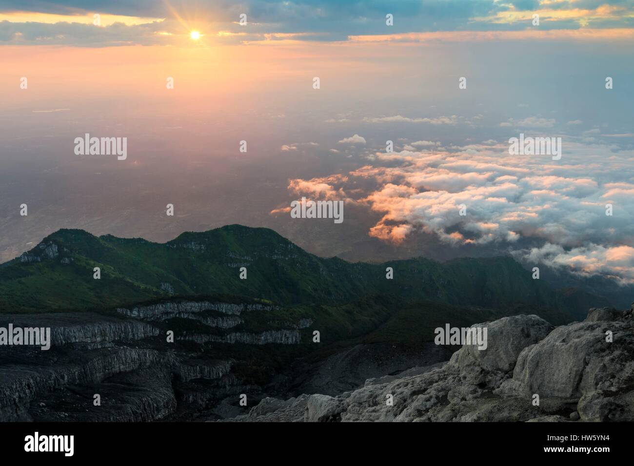 Indonesia, Java island, summit of Merapi volcano, 2 900 m Stock Photo ...