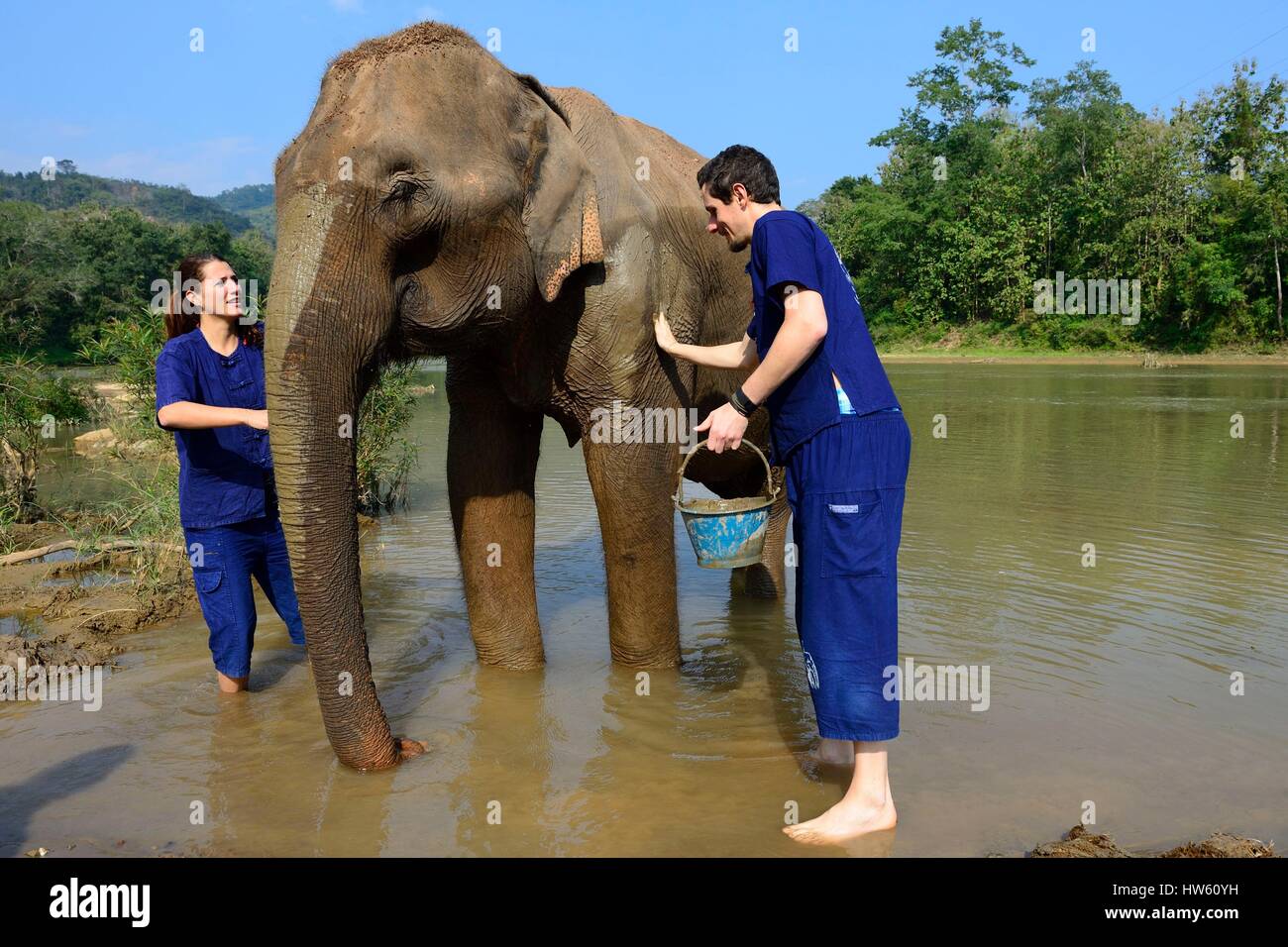 Laos, Luang Prabang province, Ban Xieng Lom, tourist complex dedicated ...