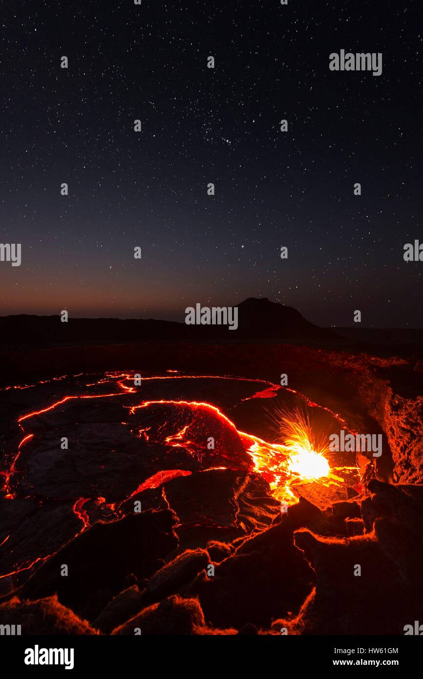 Ethiopia, Afar region, Great Rift valley, Erta Ale volcano Stock Photo ...
