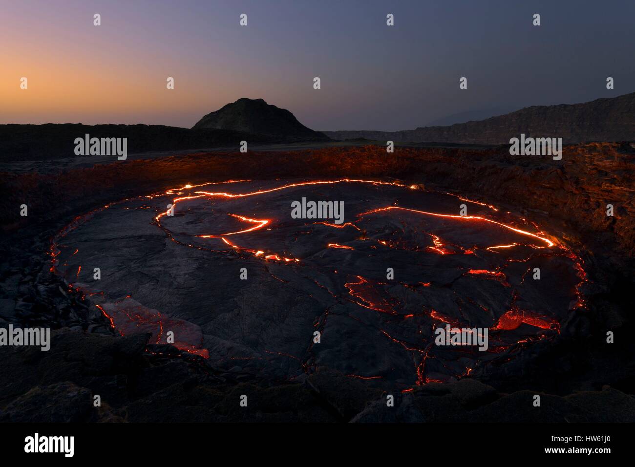 Ethiopia, Afar region, Great Rift valley, Erta Ale volcano Stock Photo ...