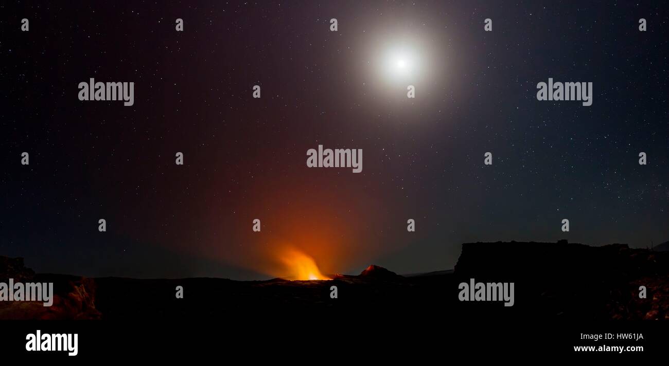 Ethiopia, Afar region, Great Rift valley, Erta Ale volcano Stock Photo ...