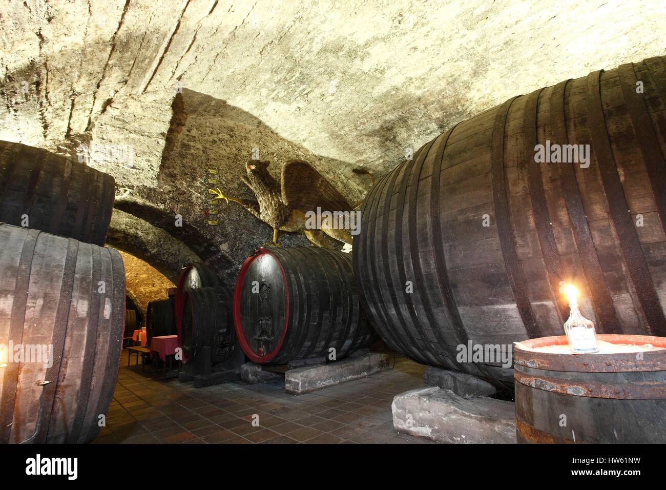 Czech Republic, Central Bohemia, Melnik, wine cellar of the castle ...
