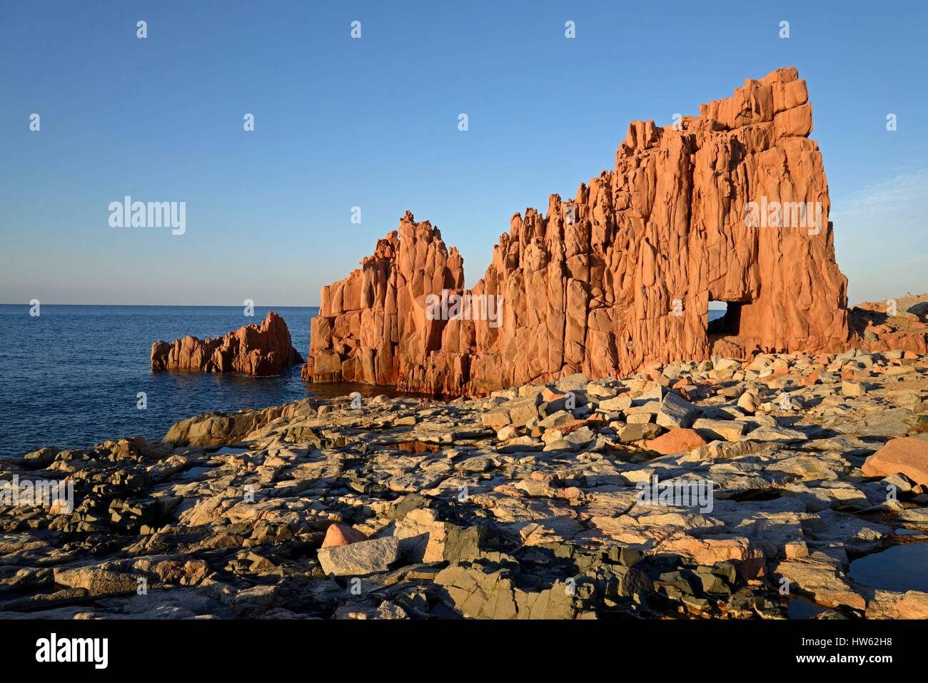 Italy, Sardinia, Arbatax, Tyrrhenian Sea,wild rocky coast, beach Rocce ...