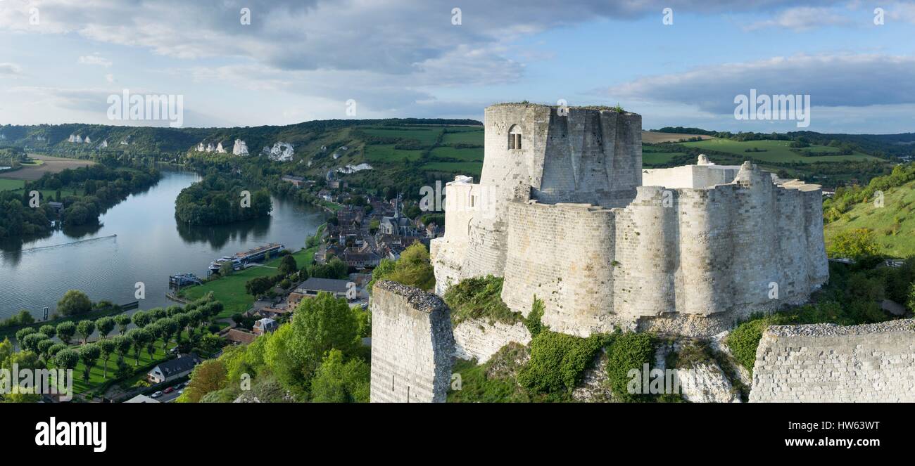 France, Eure, Les Andelys, Chateau Gaillard, 12th century fortress built by Richard Coeur de ...