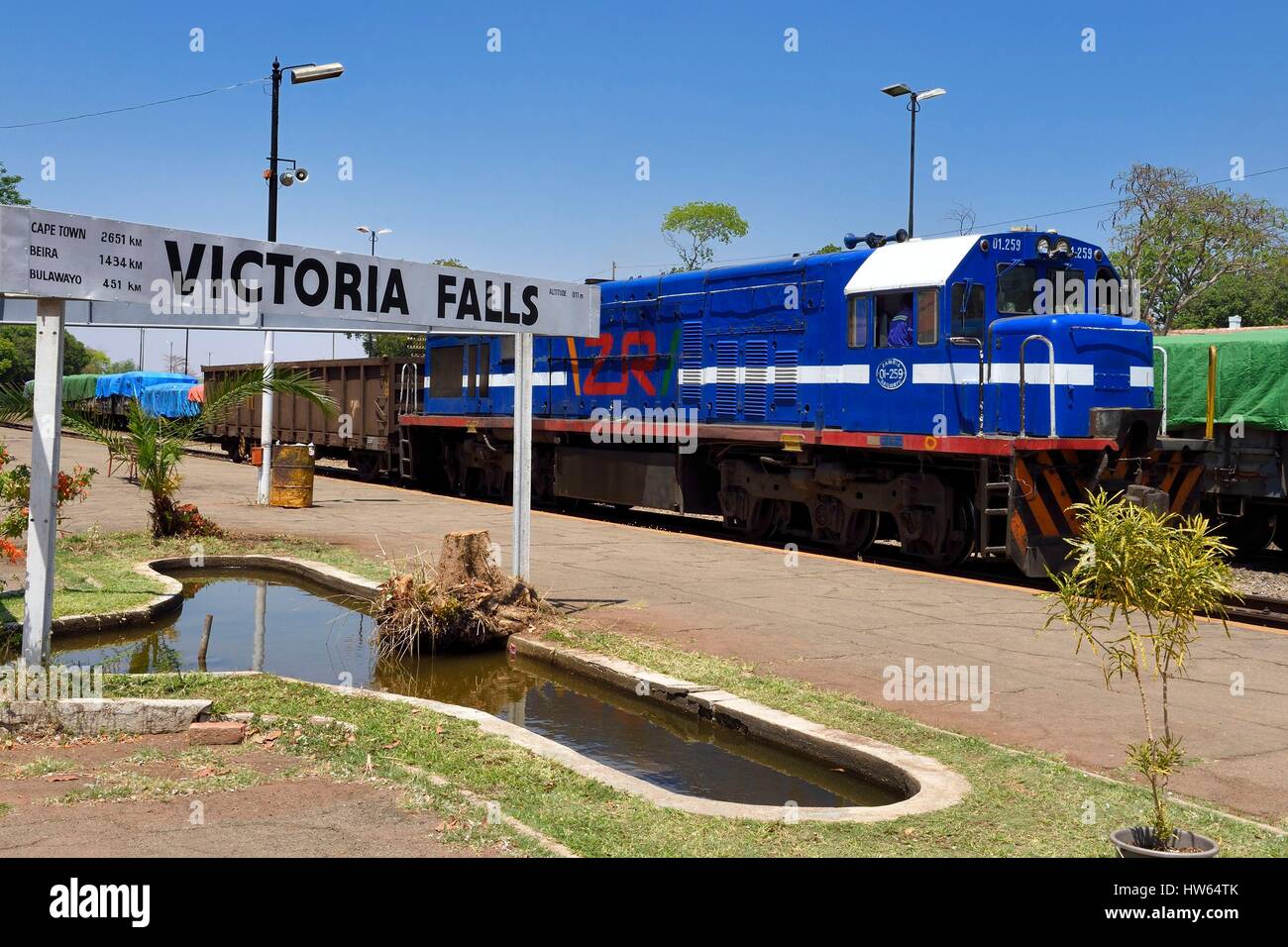 Zimbabwe, Matabeleland North Province, Victoria Falls train station ...