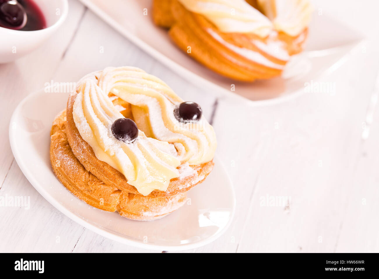 Zeppole with pastry cream Stock Photo - Alamy