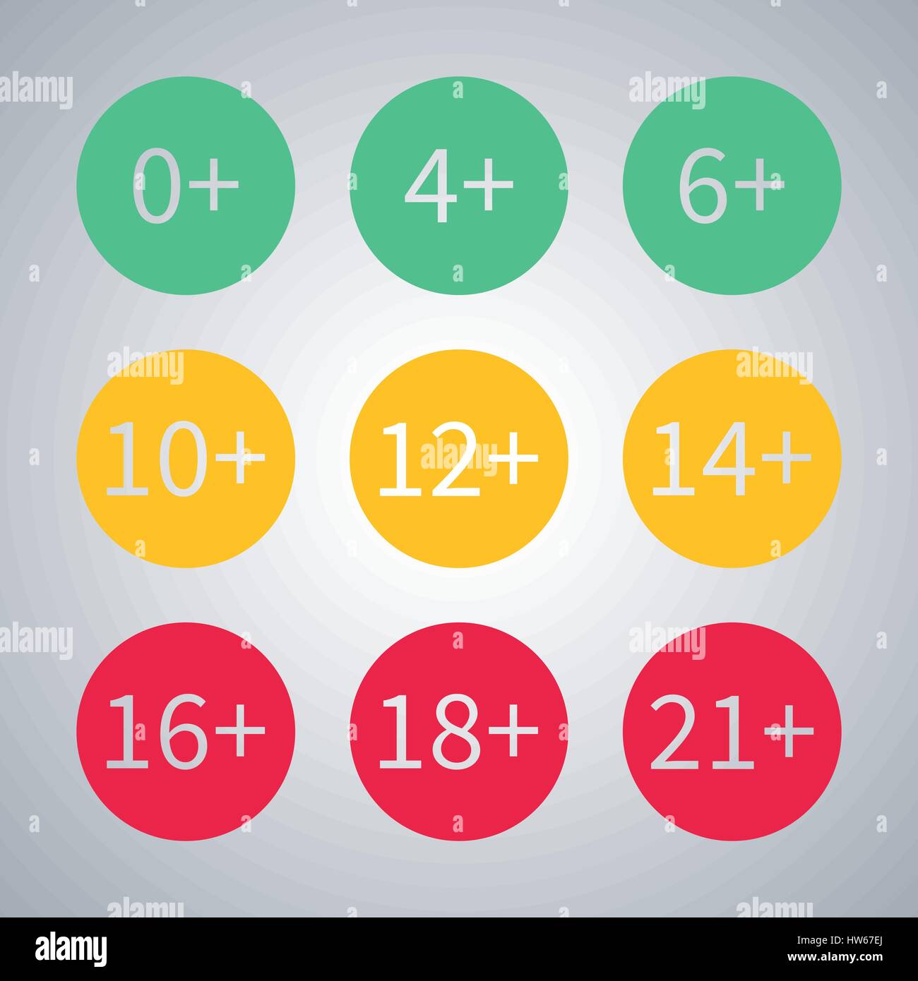 Icons age limit from zero to twenty-one, vector illustration Stock ...