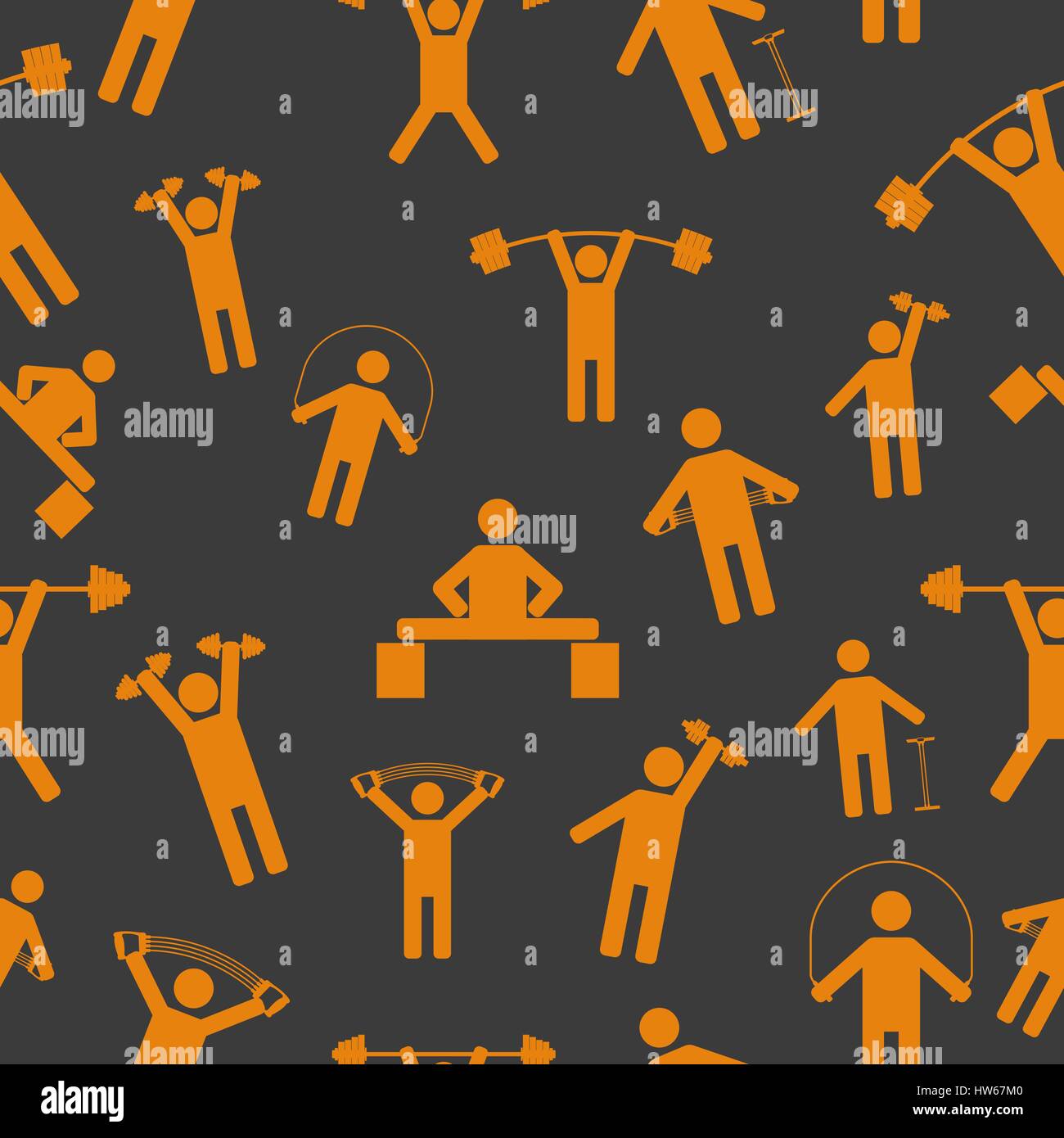 Seamless background with athletes performing exercises with sports ...