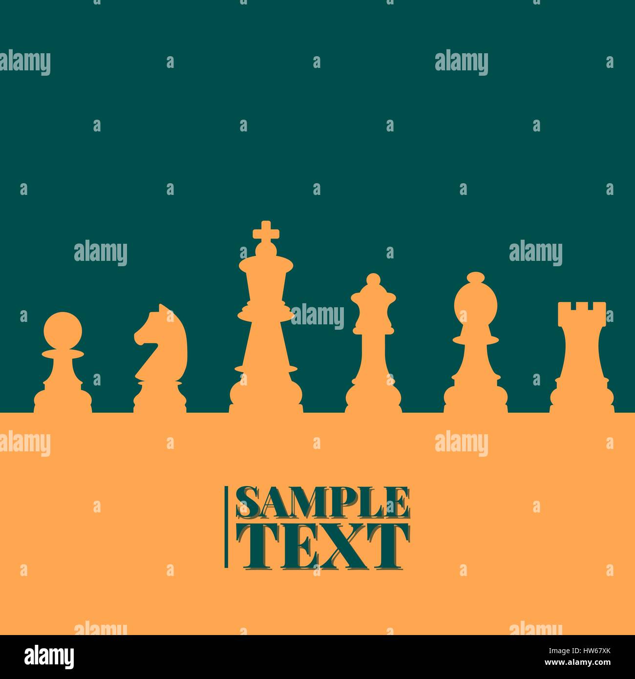 Sports background of a set of chess pieces with space for text, vector ...