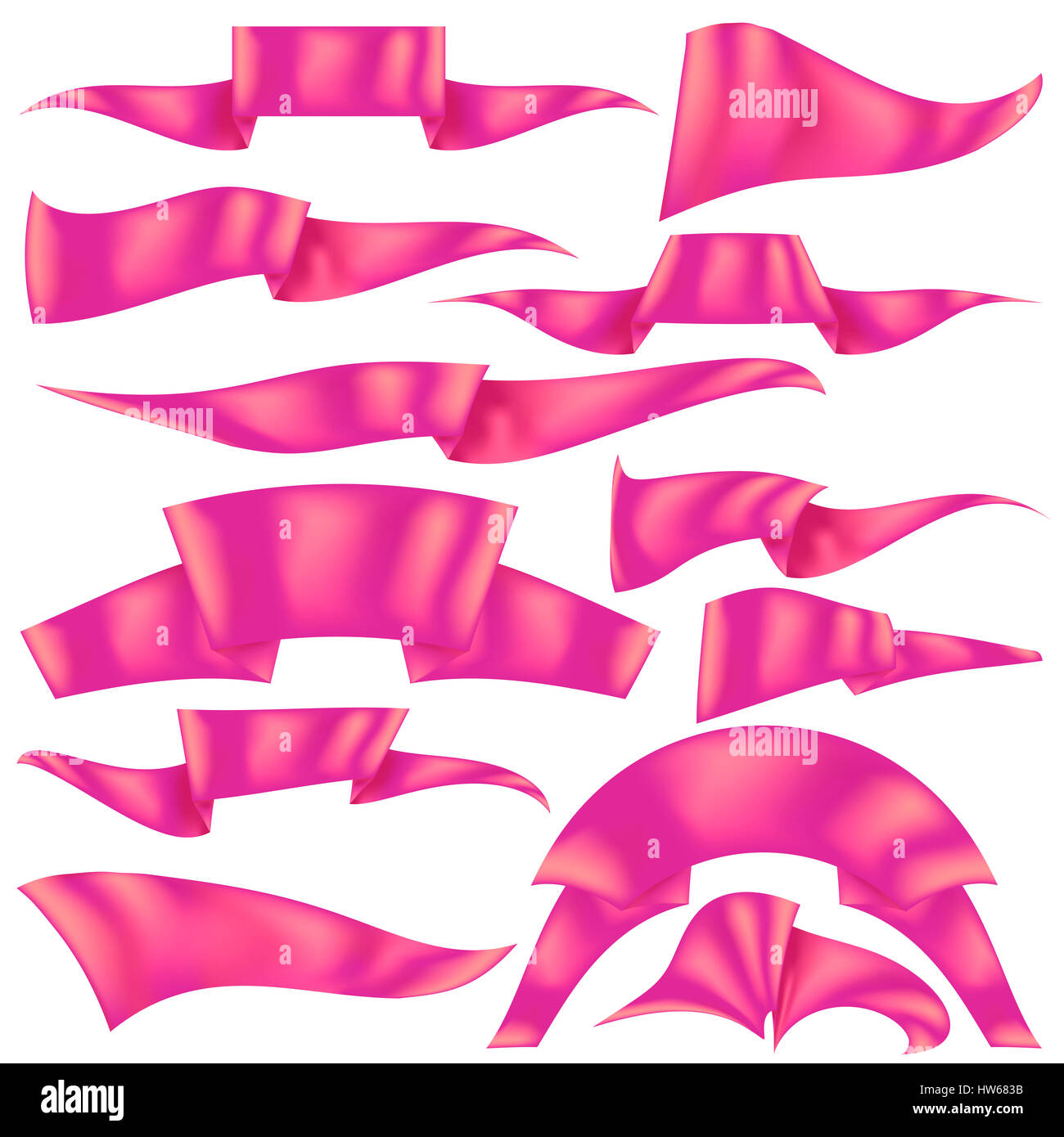 Set of Pink Ribbons Stock Photo - Alamy