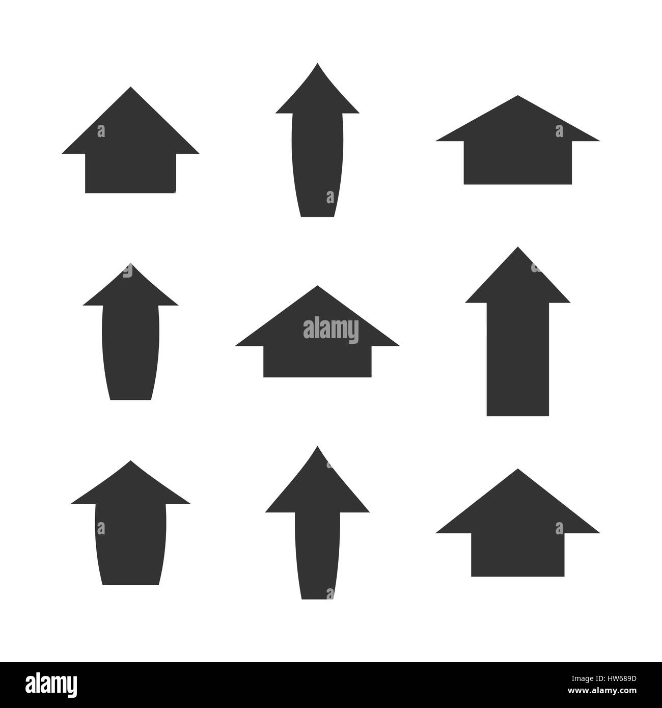 Set of gray arrows isolated on white background, vector illustration ...