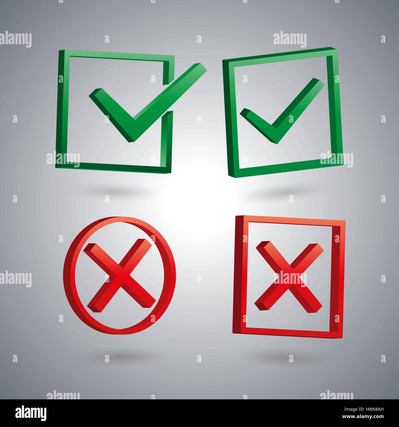 Set of four isolated check marks with 3D effect, the sign performed ...