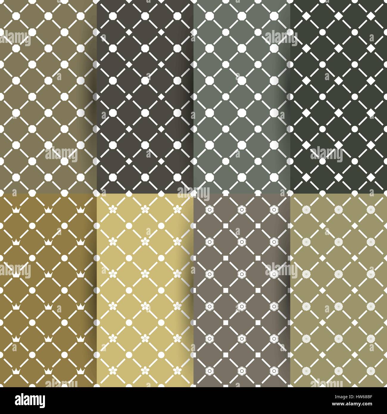 Set of eight seamless patterns, repeating geometric tiles with diagonal ...