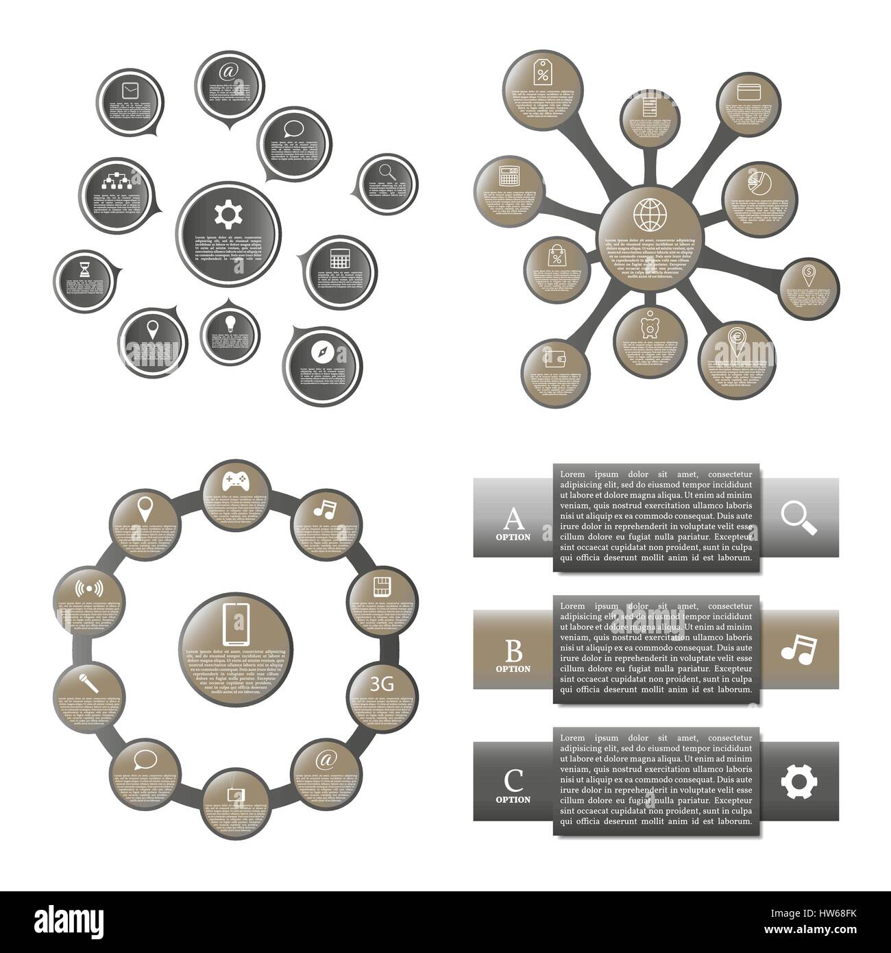 Set of bright paper elements for infographics, vector illustration ...