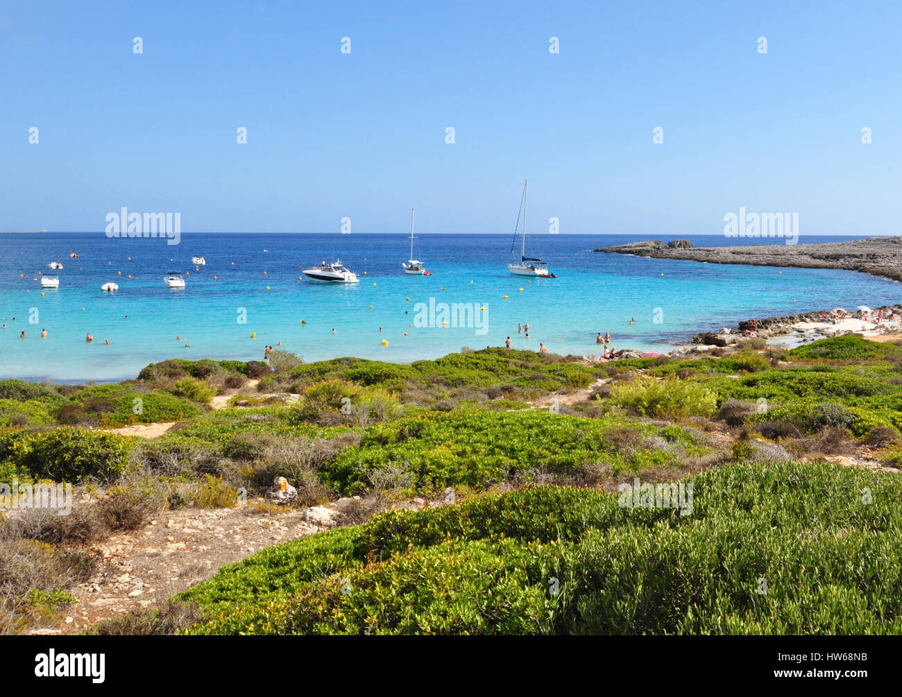 Cala Binibeque sea view on Menorca Balearic island in Spain Stock Photo ...
