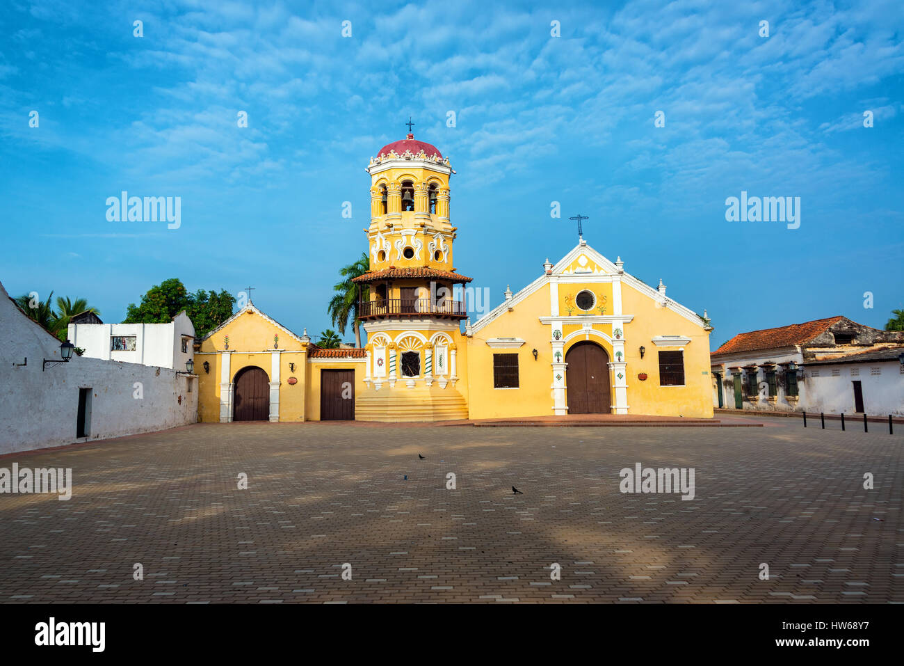 Beautiful plaza in front of the stunning Santa Barbara church in Mompox ...