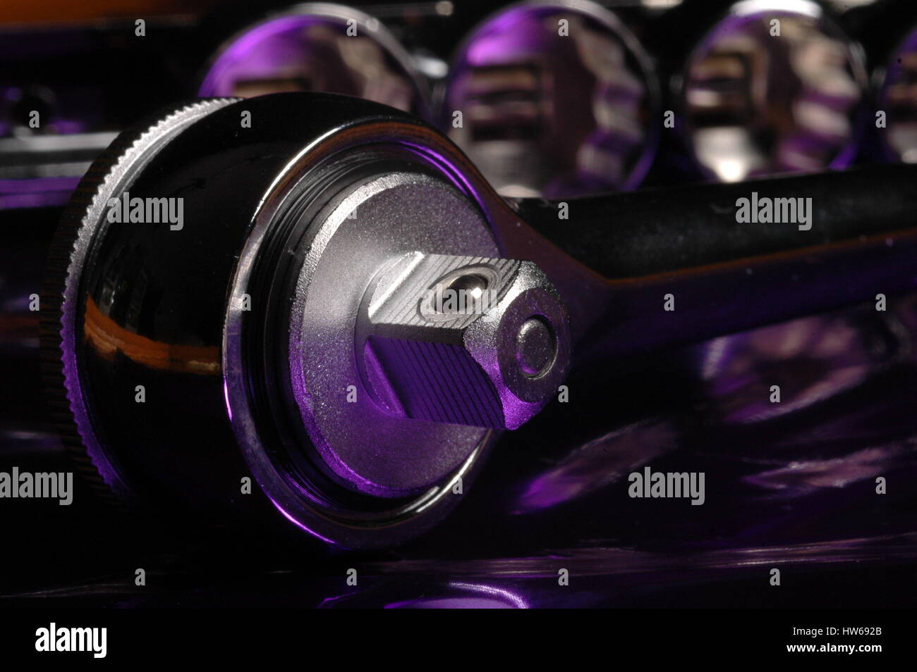 ratchet and socket set close up Stock Photo - Alamy