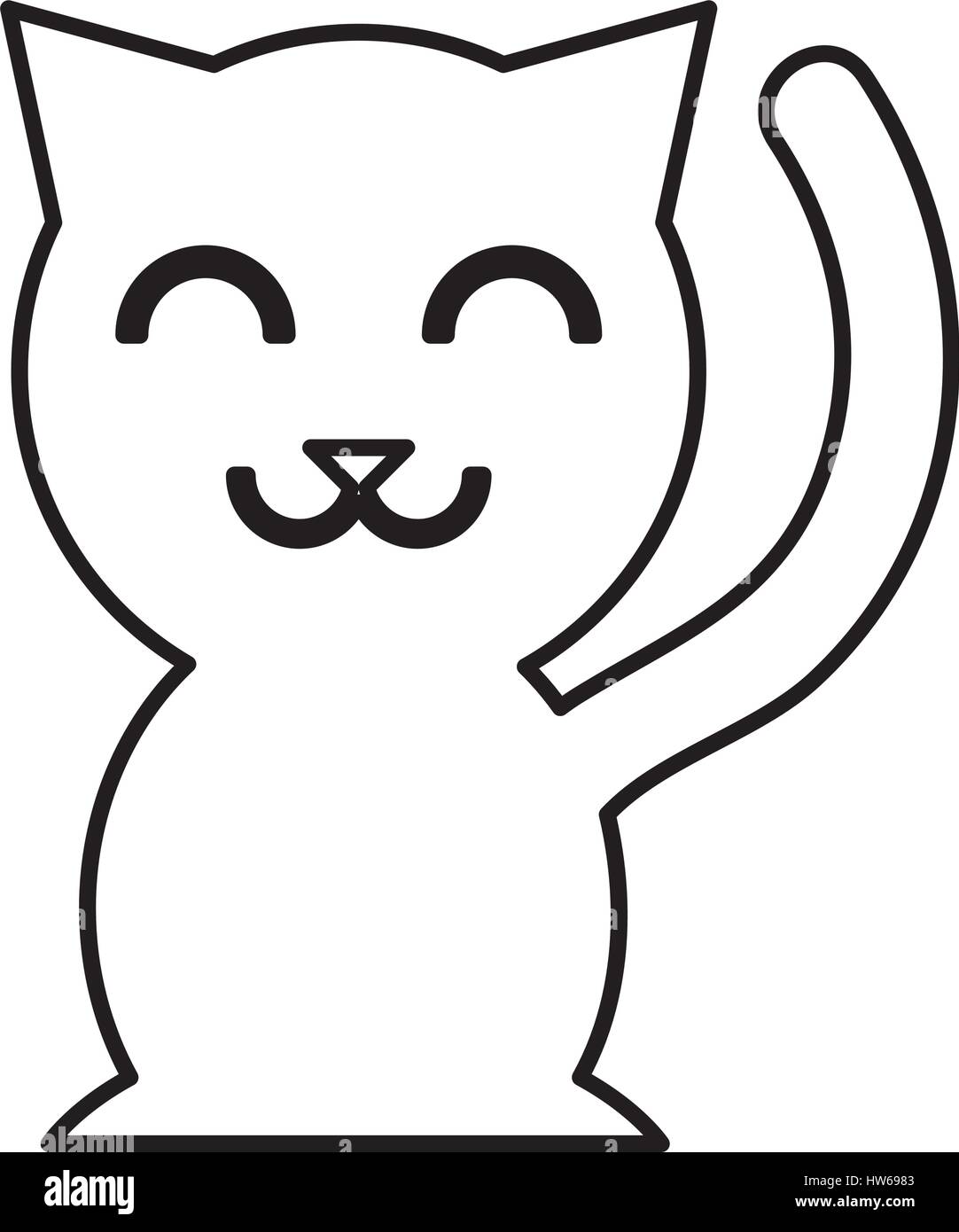 Chinese Lucky Cat Outline