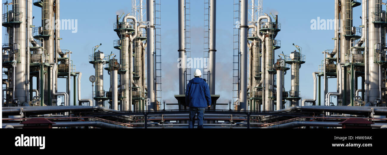 Oil and gas refinery, panoramic view Stock Photo - Alamy